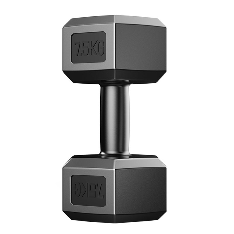 Gym home fitness hexagonal coated rubber gym dumbbells
