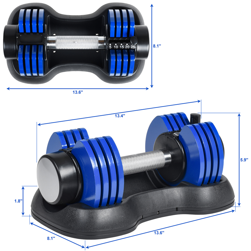 25 lbs Blue Adjustable Dumbbell for Body Workout