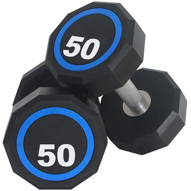 Custom gym equipment weight lifting black rubber dumbbell